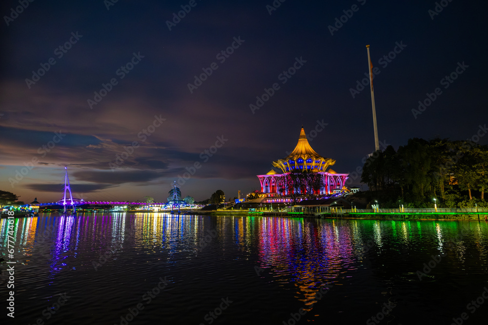 Sarawak DUN State Legislative Assembly building with a view of the ...