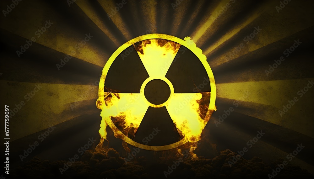 Nuclear energy radioactive (ionizing atomic radiation) round yellow ...