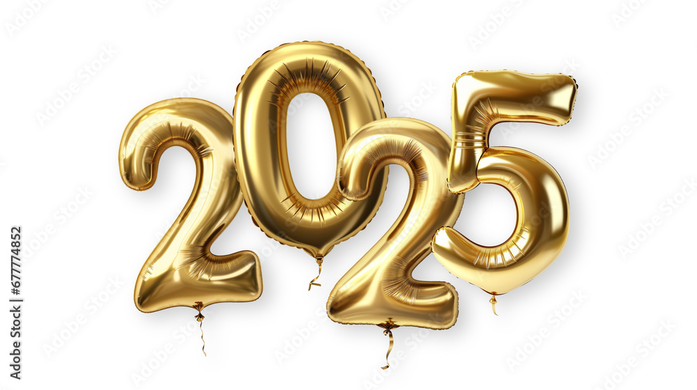 2025 golden foil balloons. Happy New Year concept. Stock Illustration ...