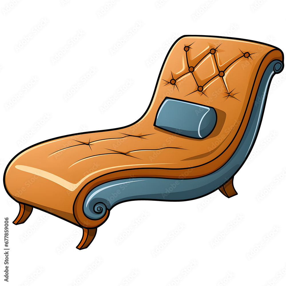 cartoon clipart of Chaise Lounge, furniture clipart, interior clipart ...