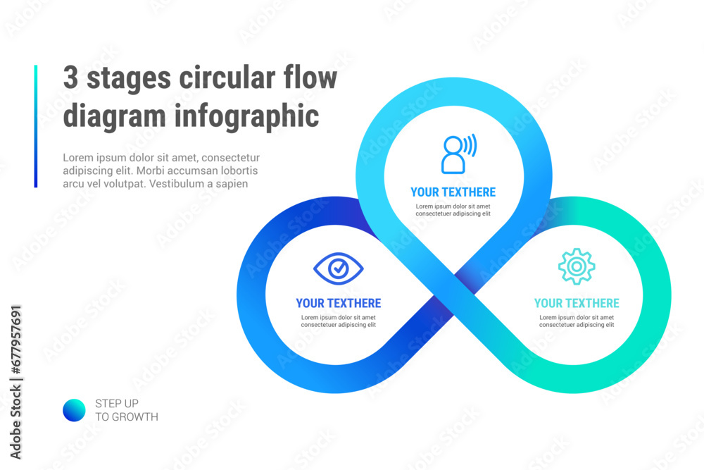3 stages circular flow diagram infographic Stock Vector | Adobe Stock
