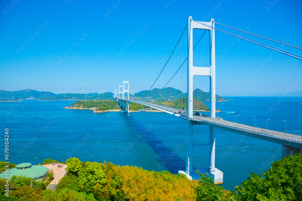 Kurushimakaikyo bridge, part of Shimanami Kaido expressway, Japan,Ehime ...