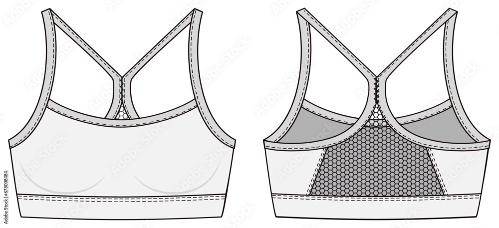 Illustration of active bra, Fashion Flat Sketch Vector Illustration ...