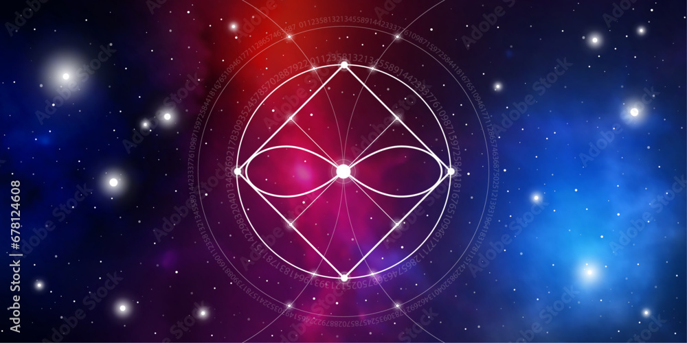 Sacred geometry spiritual new age futuristic illustration with ...
