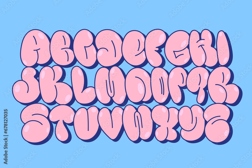 Modern graffiti font effect. Street art bubble graffiti font style for ...