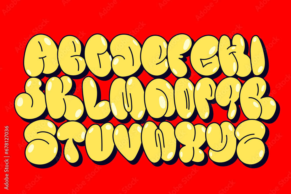 Modern graffiti font effect. Street art bubble graffiti font style for ...