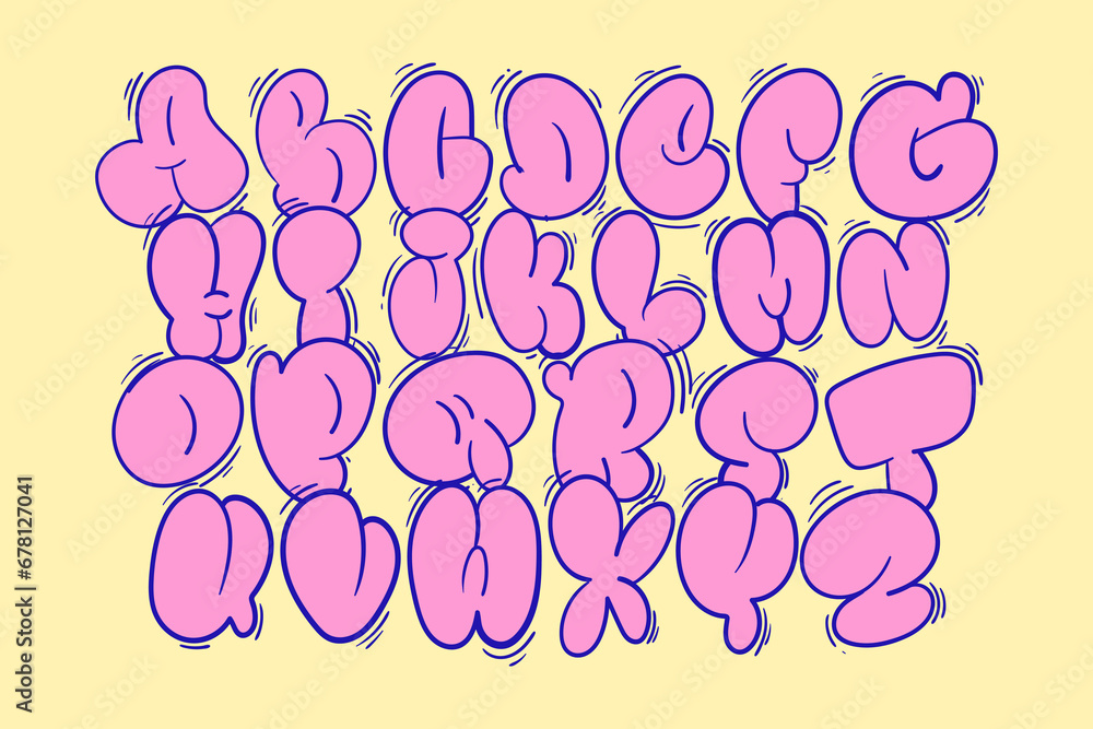 Modern graffiti font effect. Street art bubble graffiti font style for ...