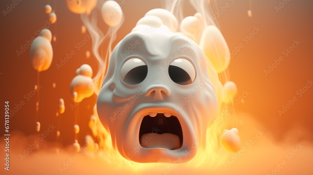 Emoticon with angry face scream and cloud cartoon illustration picture ...