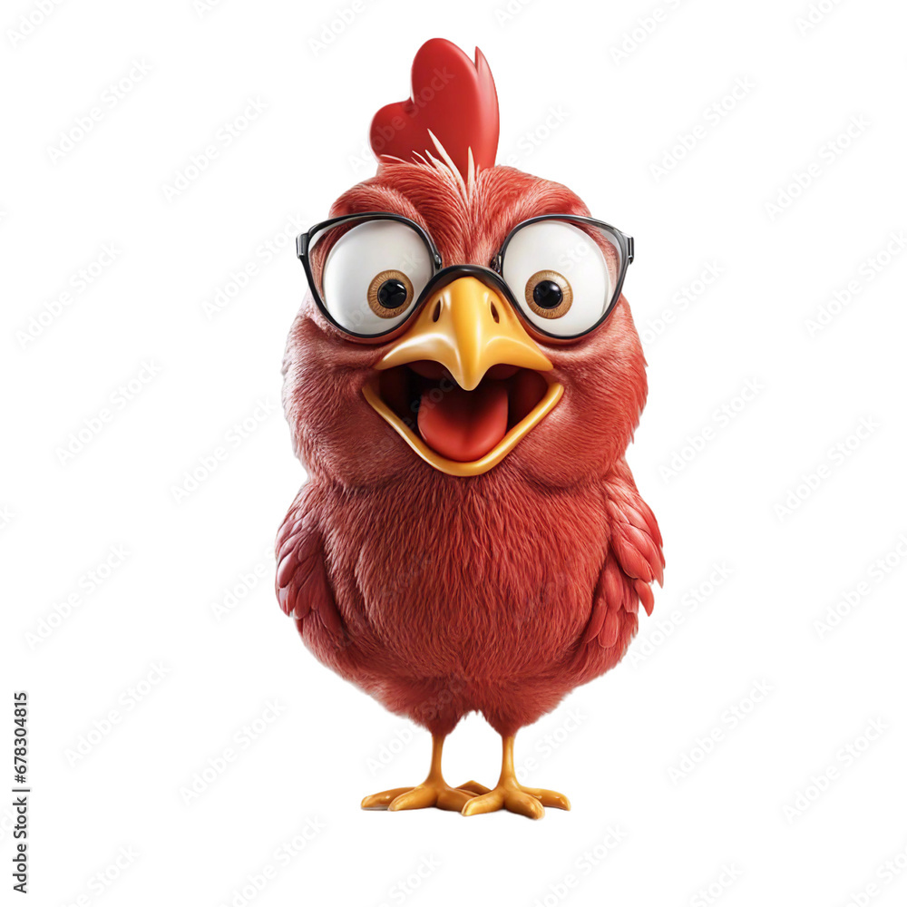 Happy Chicken Face 3D Cartoon Transparent Background Png, Clipart ...