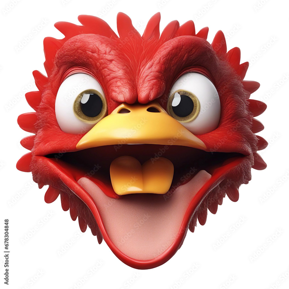 Happy Chicken Face 3D Cartoon Transparent Background Png, Clipart ...