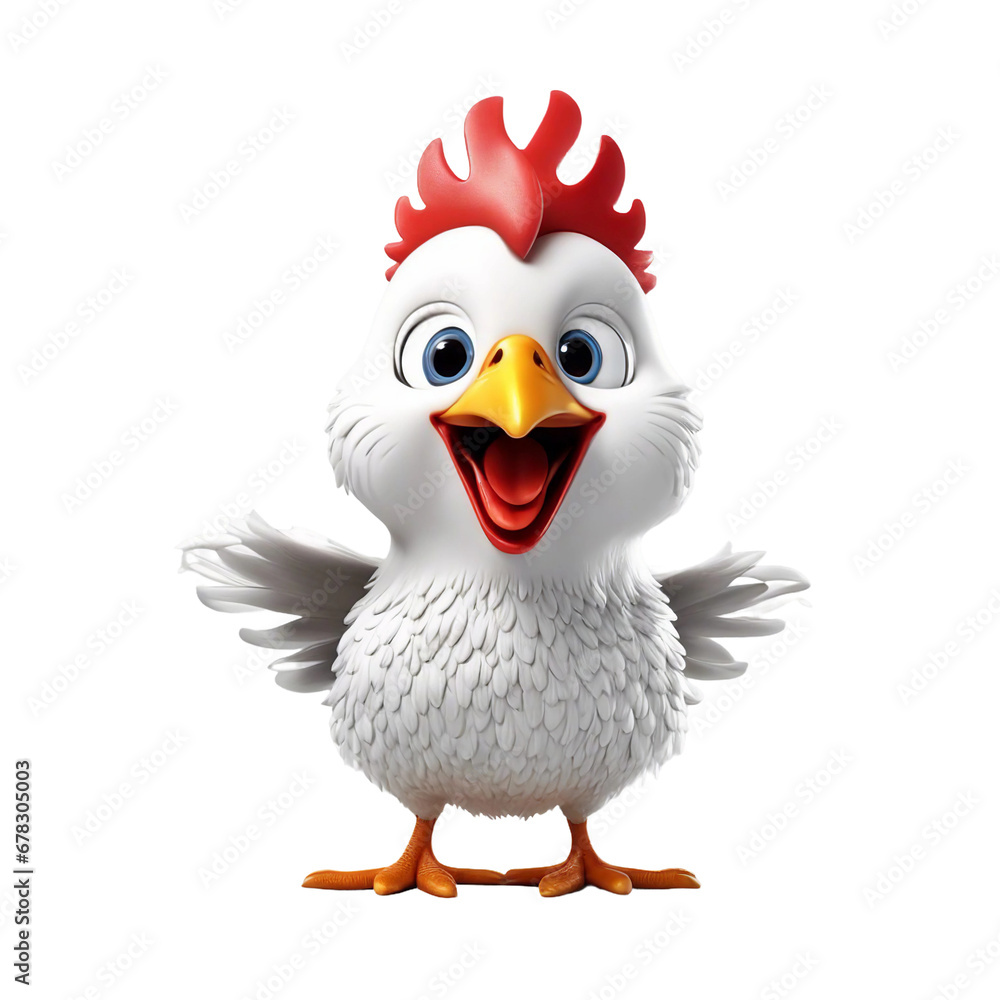 Happy Chicken Face 3D Cartoon Transparent Background Png, Clipart ...