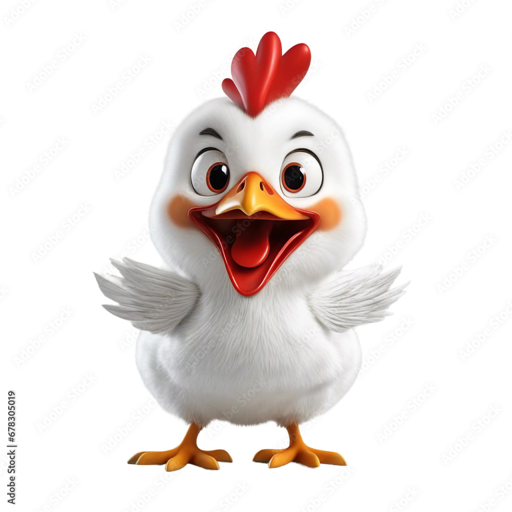Happy Chicken Face 3D Cartoon Transparent Background Png, Clipart ...