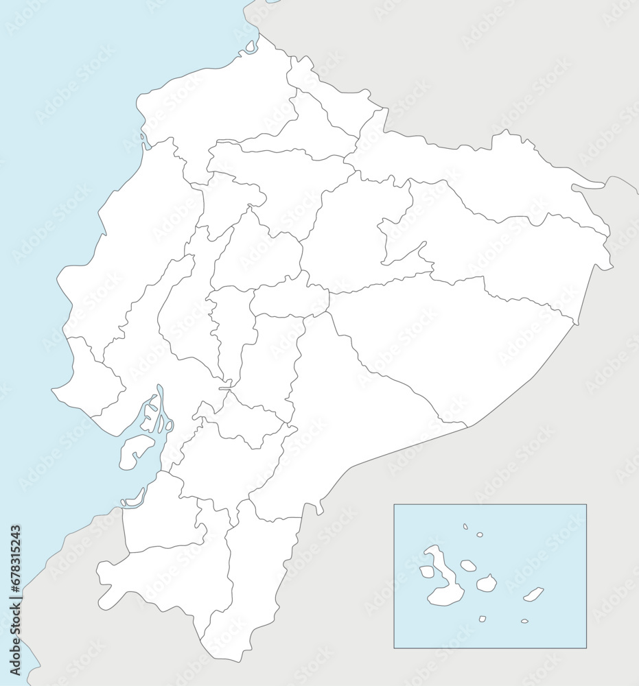 Vector blank map of Ecuador with provinces and administrative divisions ...