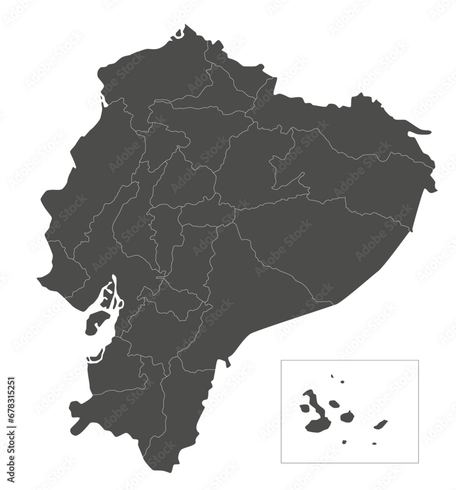 Vector blank map of Ecuador with provinces and administrative divisions ...