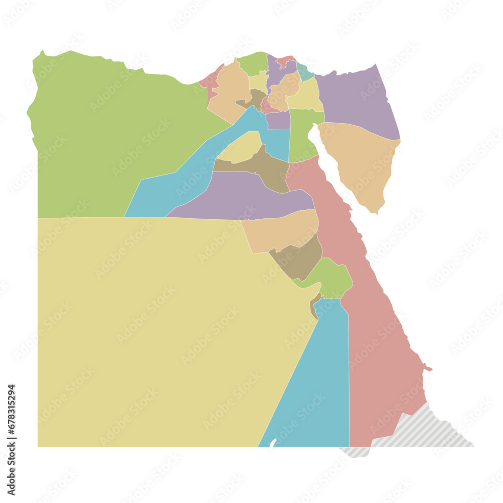 Vector blank map of Egypt with governorates or provinces and ...