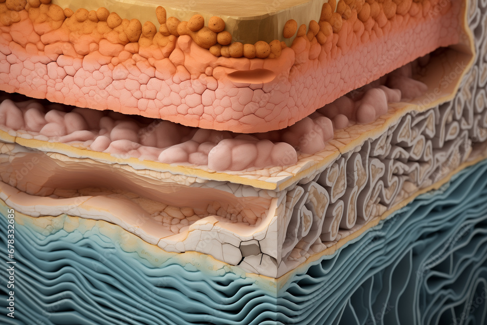 Cross-section of the skin abstract: This image shows the different ...