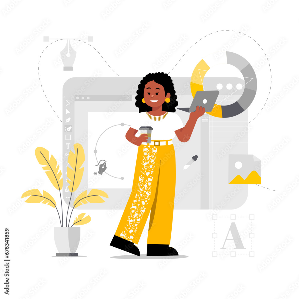 Graphic designer, creative creator design, digital computer display ...