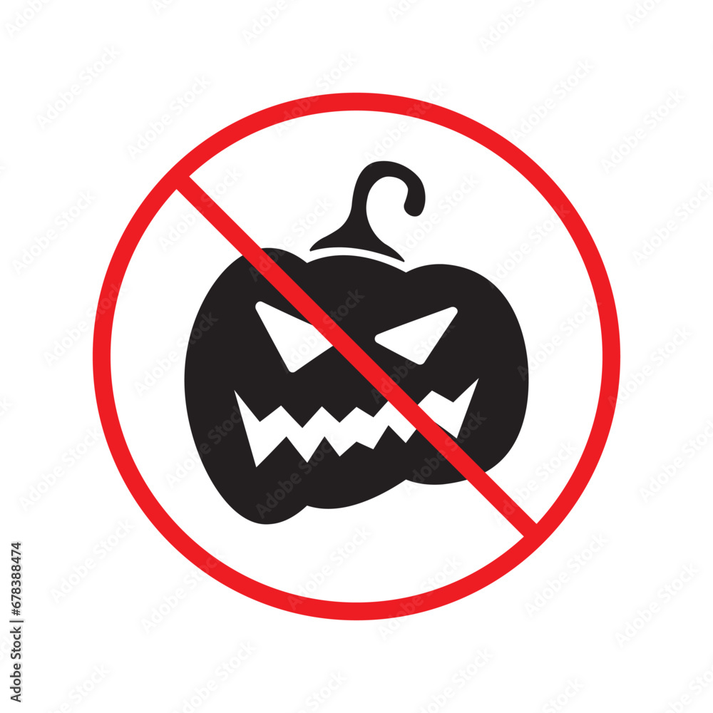 Forbidden pumpkin vector icon. Warning, caution, attention, restriction ...