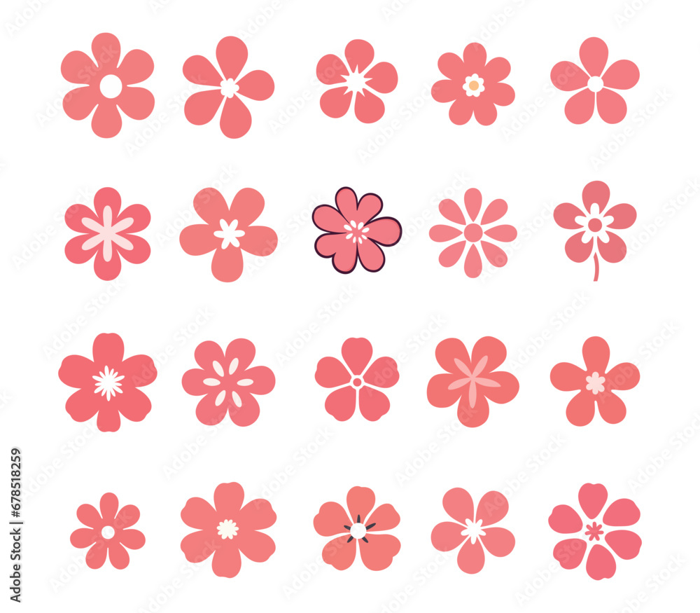 Pink flower patterns vector set, printable editable eps file, cricut ...