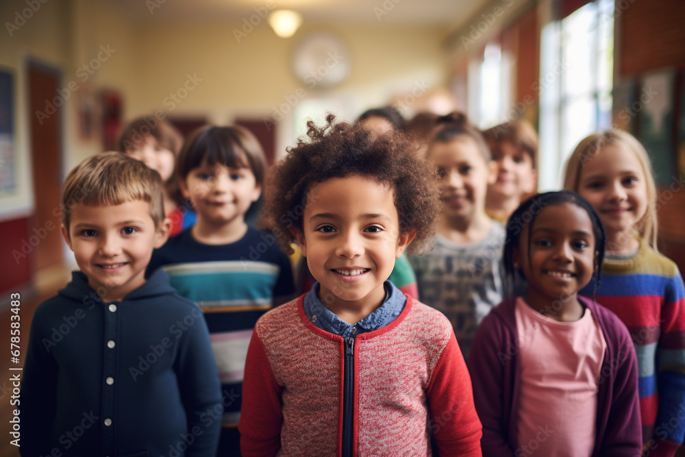 Classroom Harmony: Group of Elementary School Students Standing ...