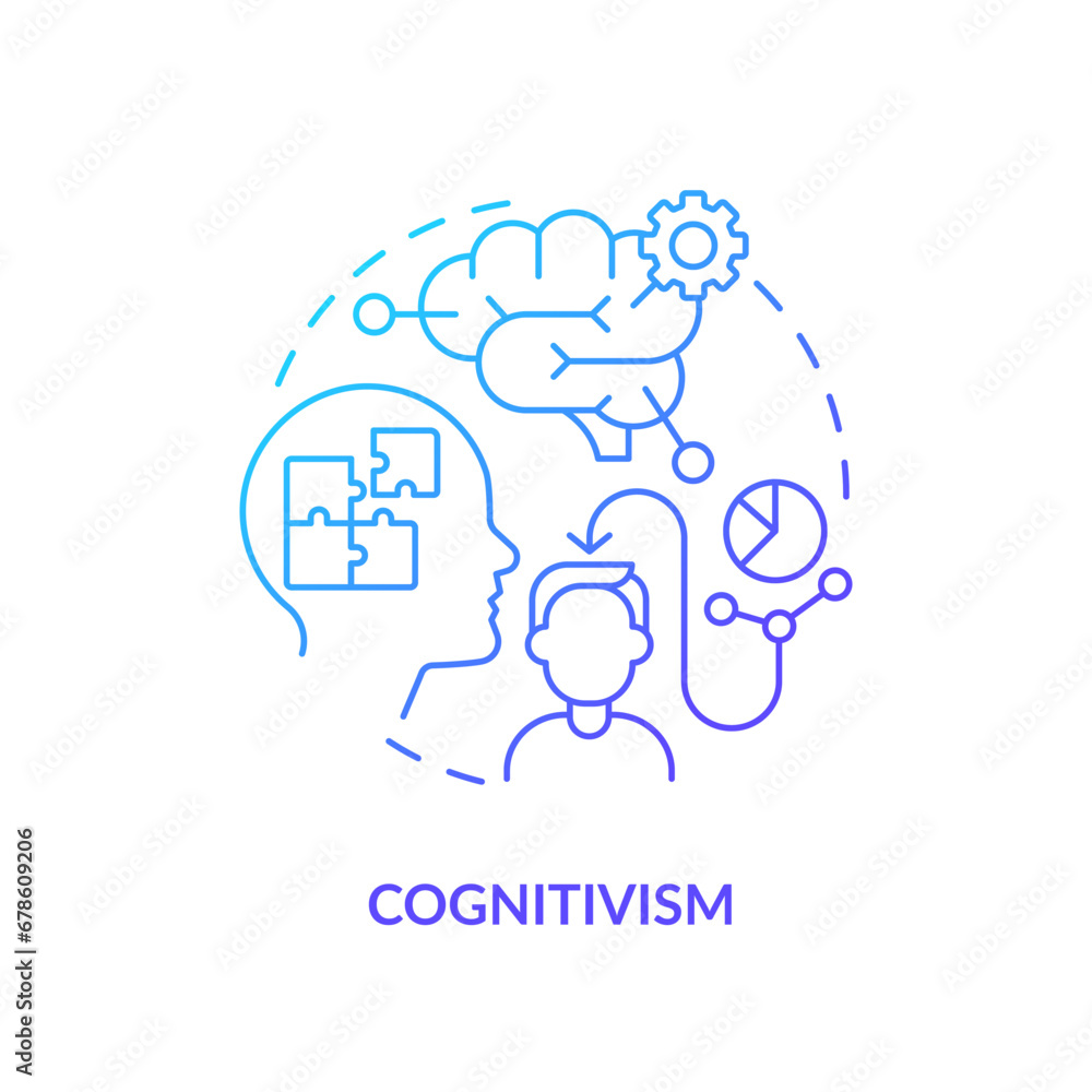 2D gradient cognitivism icon, simple vector, thin line illustration ...