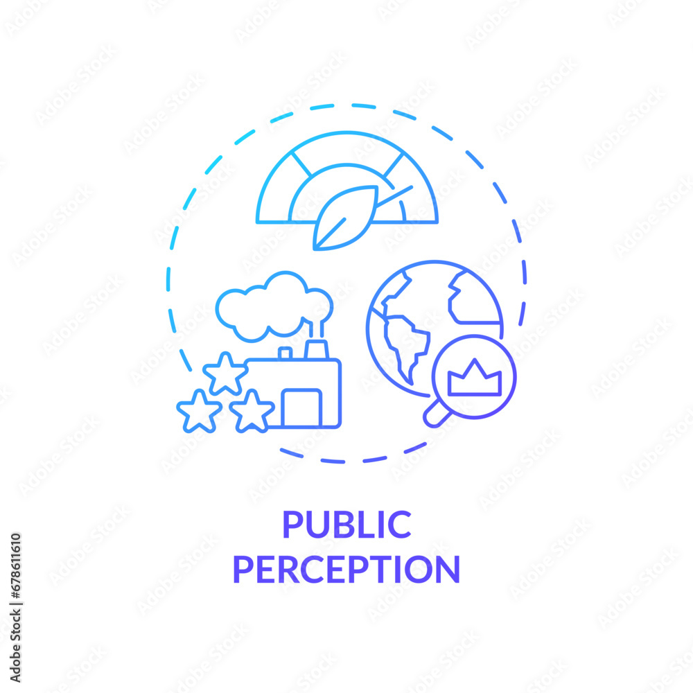 2D gradient public perception icon, simple isolated vector, climate ...