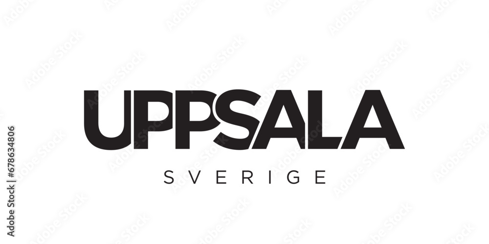Uppsala in the Sweden emblem. The design features a geometric style, vector illustration with ...