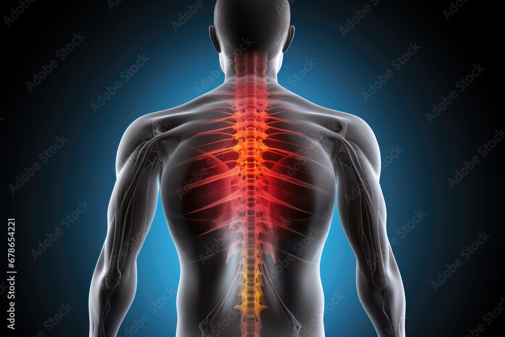 Illustration Stock Understanding Back Pain With Diagram And ...