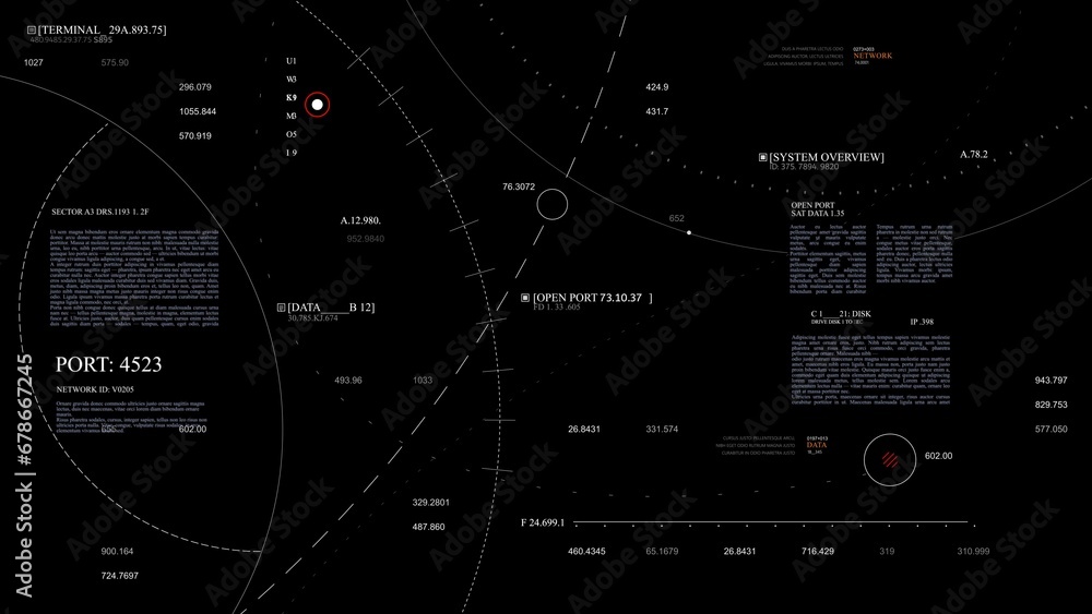 Stock-Illustration „Astro Cosmic Map HUD 2GFX Technology Sci Fi 2D texture.User Interface data ...