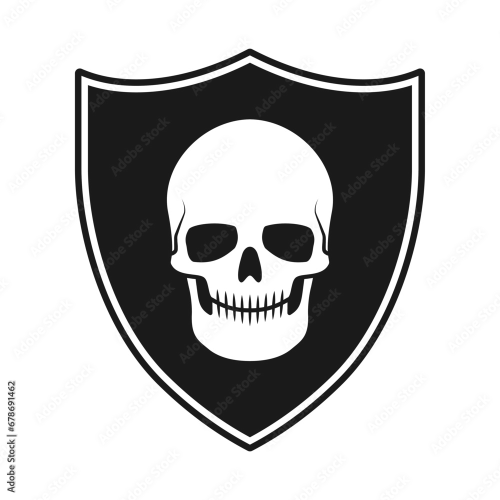 Shield and skull icon. Coat of arms symbol. heraldry logo sign. Vector ...