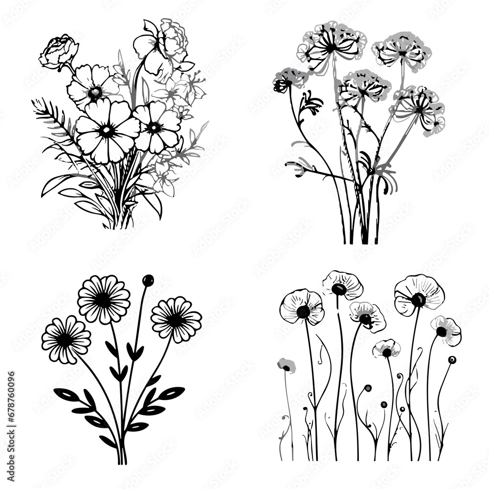 line drawing, line art png, line art prints, spring clipart, line art ...