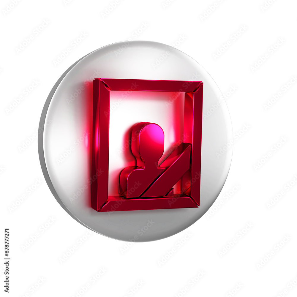 Red Mourning photo frame with black ribbon icon isolated on transparent ...