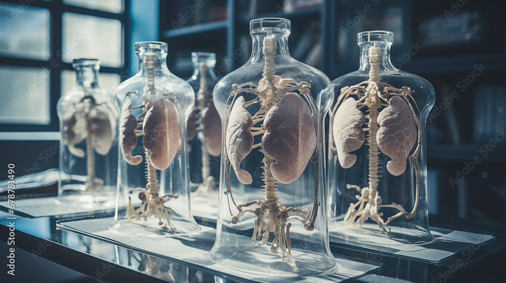 Anatomical Marvel: Lungs and Spine Preserved Stock Illustration | Adobe ...