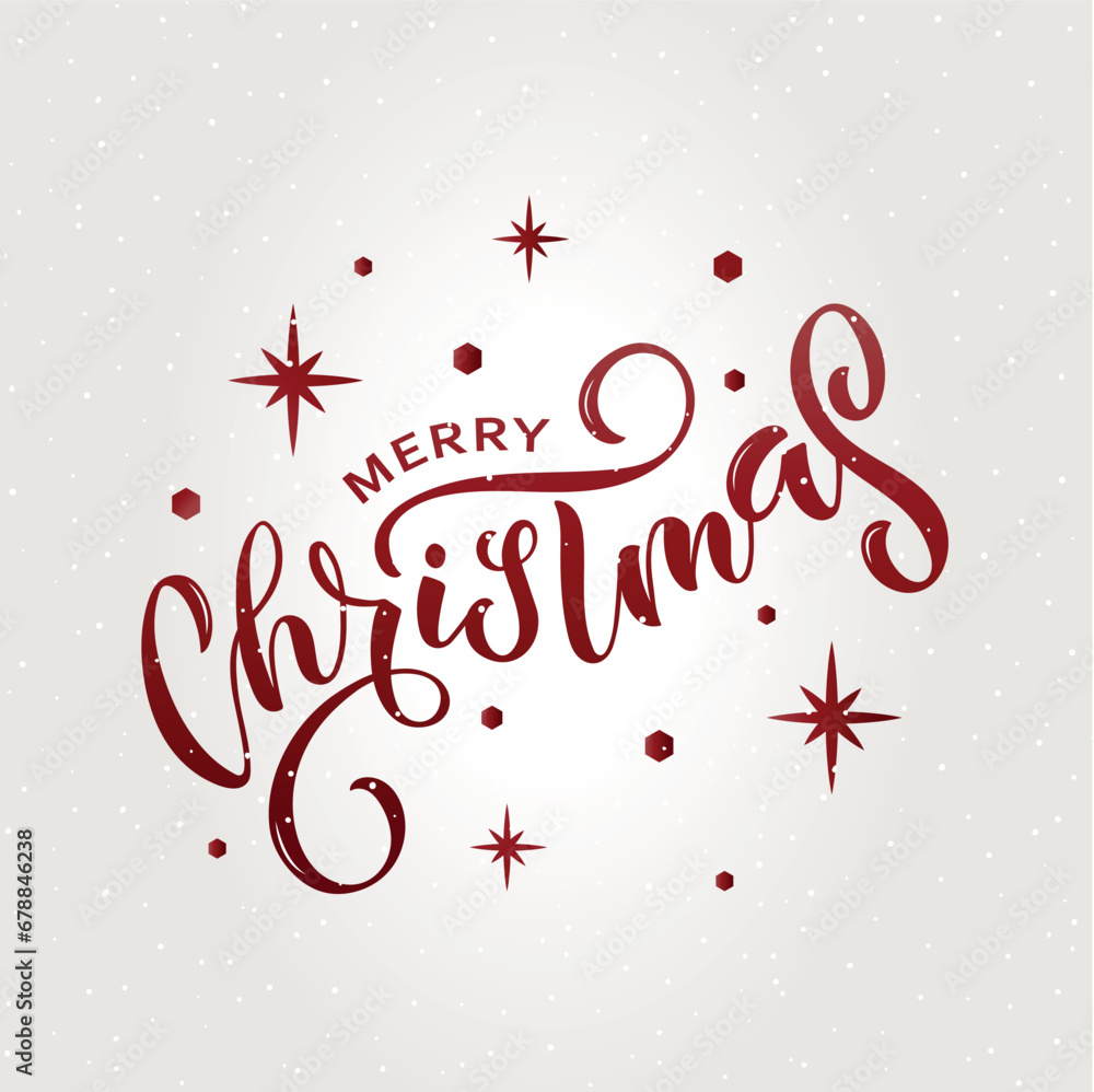 Merry Christmas handwritten text with snowflakes and berries drawing in ...