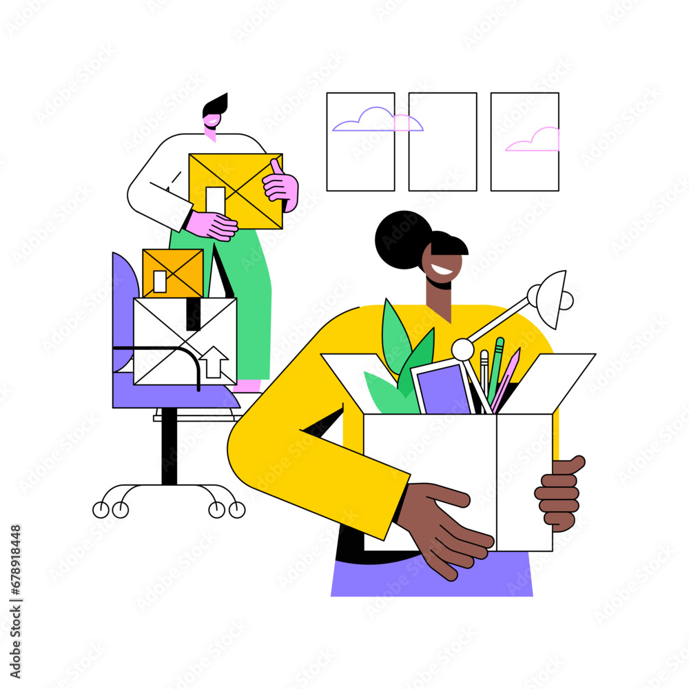 Moving to a new office isolated cartoon vector illustrations. Group of ...
