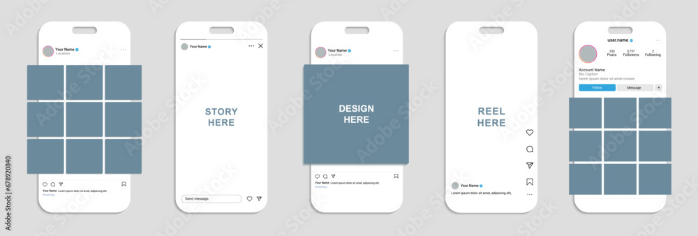 smartphone social media post template mockup. social media post, reel ...