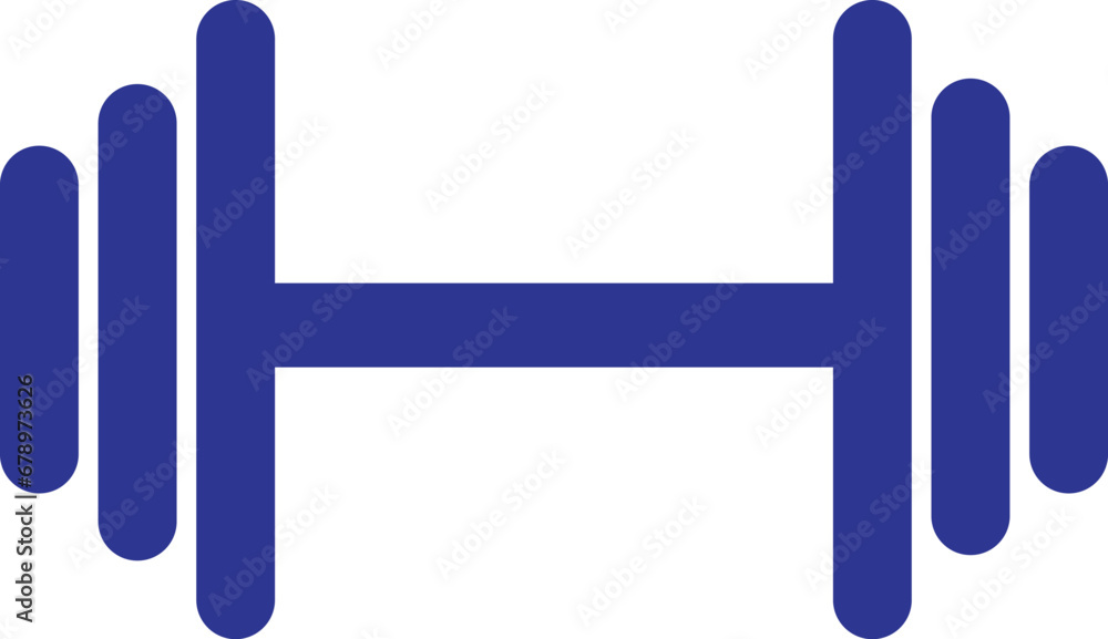 Dumbbell icon in Blue filled flat style. Gym heavy strength training ...