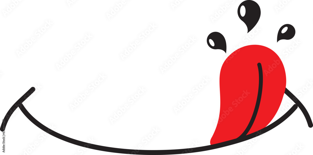 Tongue with drool. Logo for tasty eat. Character of hungry and pleasure ...