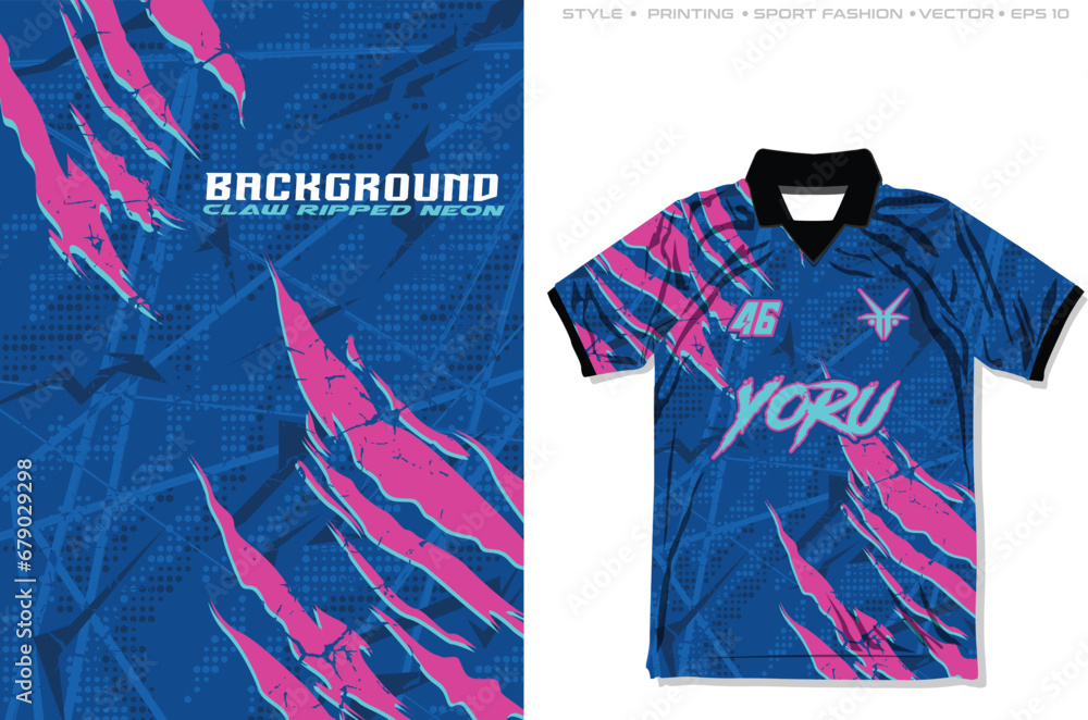 Sublimation Jersey design claw ripped neon color combination vector ...