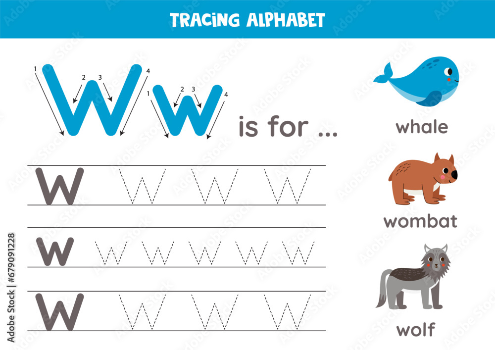 Tracing all letters of English alphabet. Preschool activity for kids ...