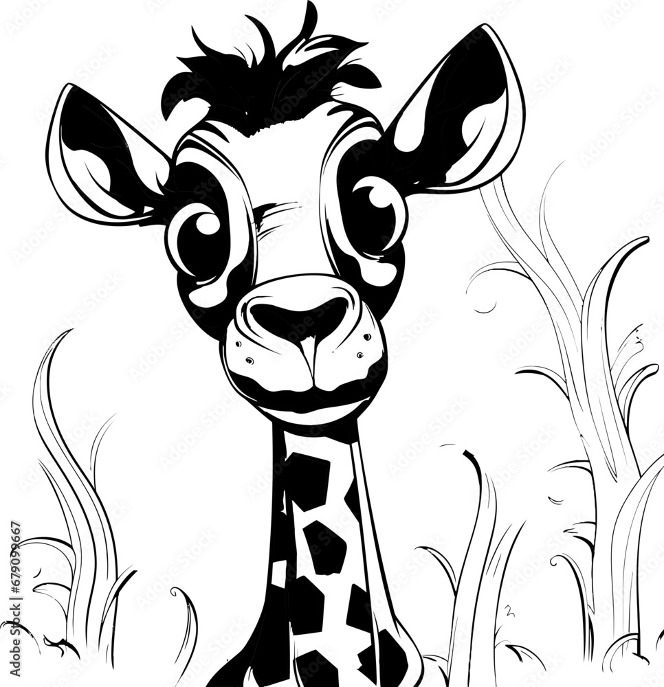 Giraffe animal coloring page, vector image Stock Vector | Adobe Stock
