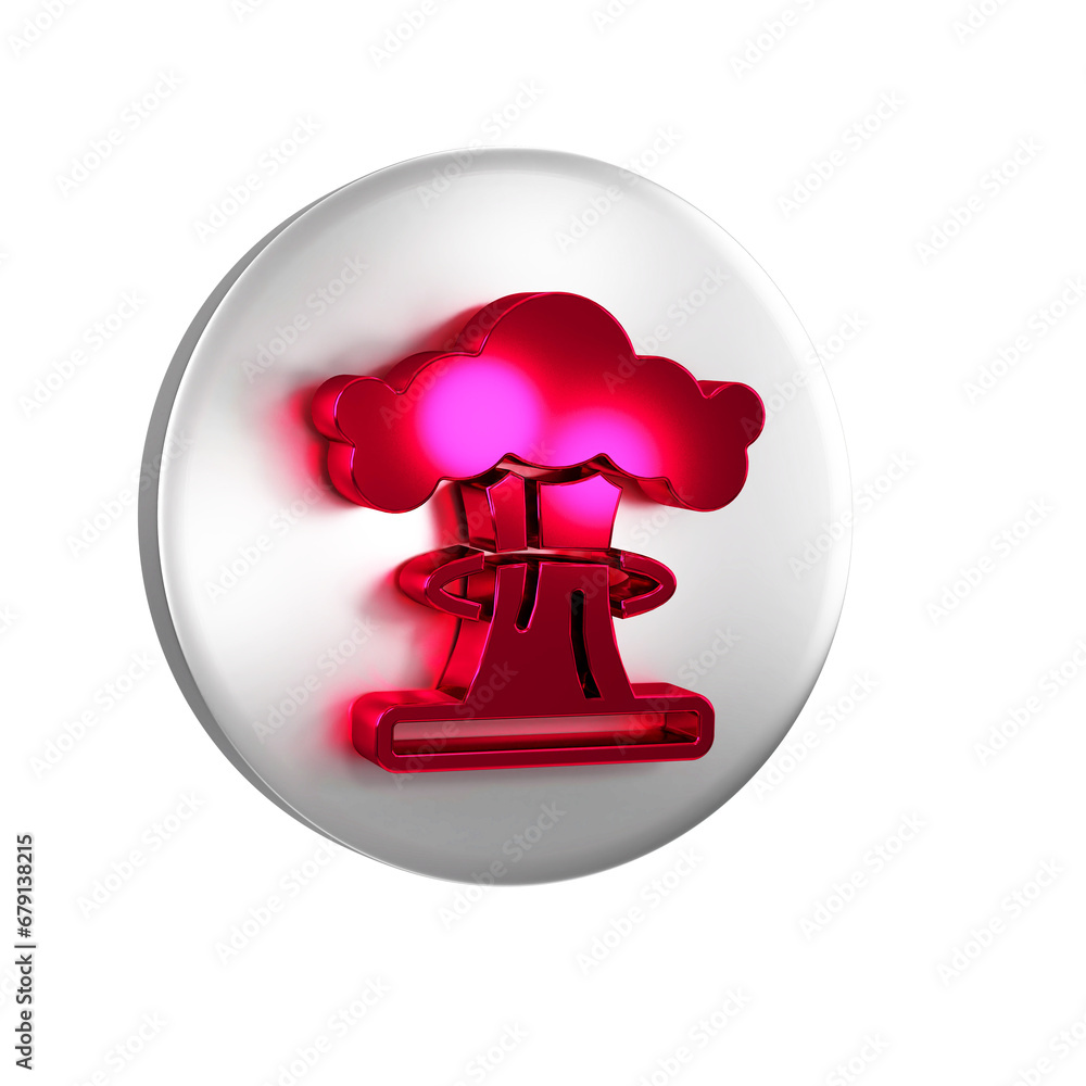 Red Nuclear explosion icon isolated on transparent background. Atomic ...