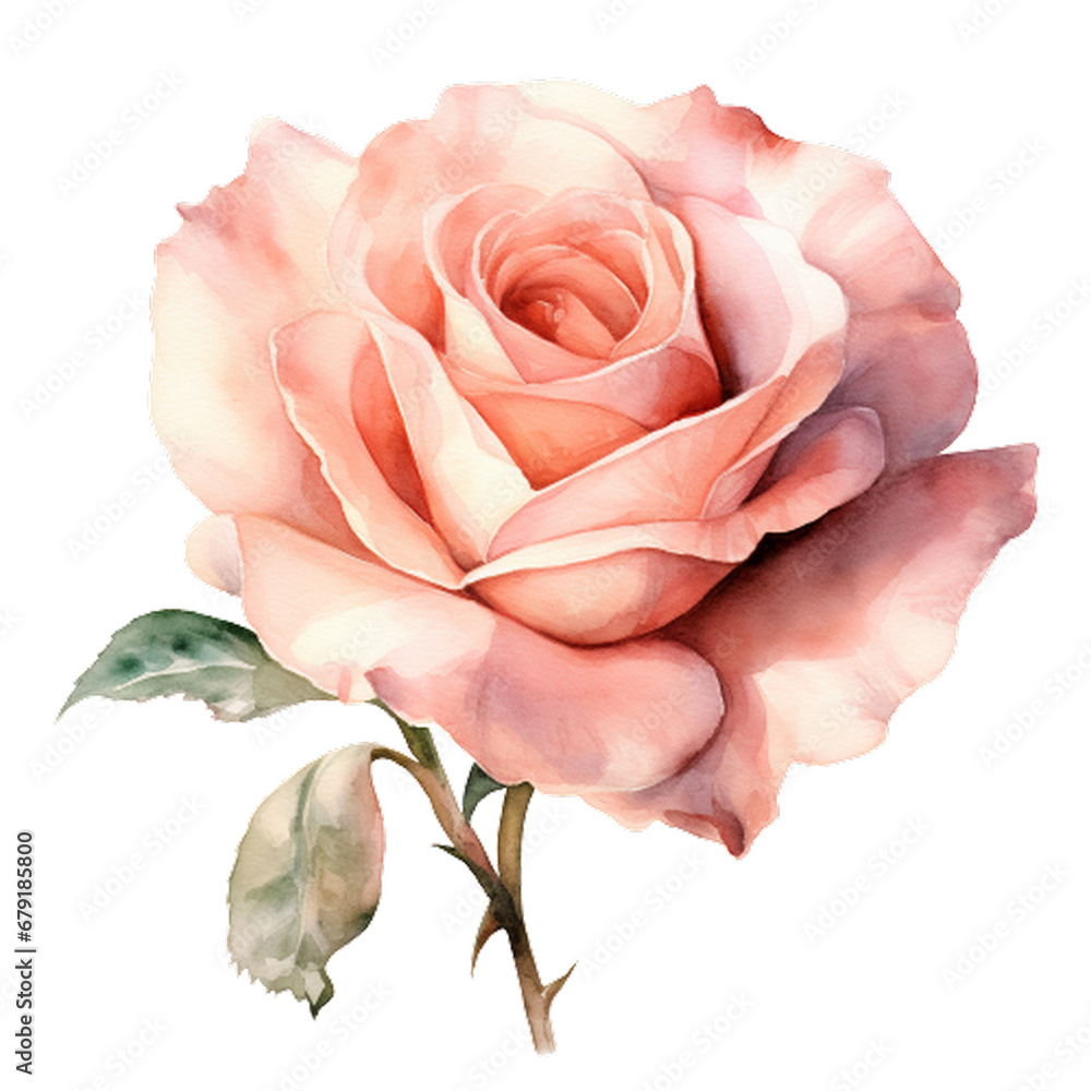 Painted Petals Watercolor Blush Rose Clipart, Watercolor floral border ...