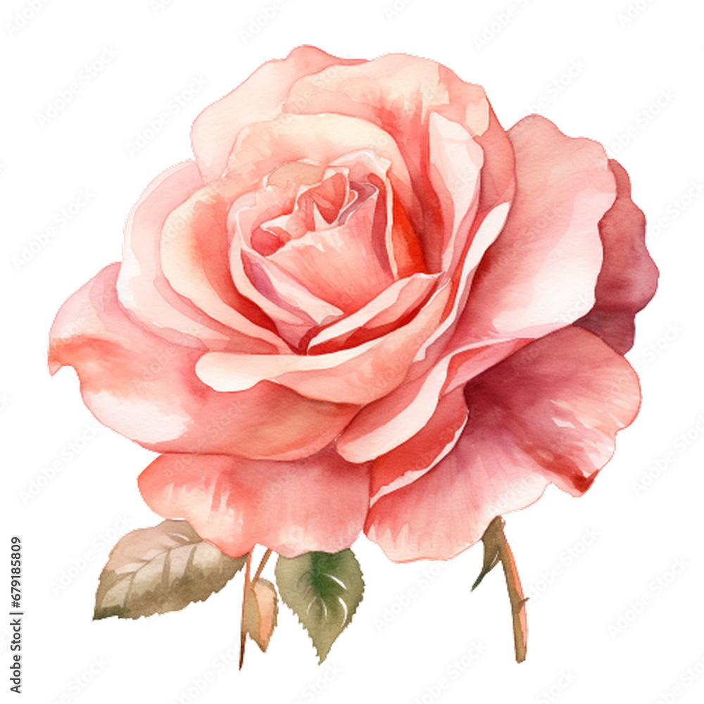 Ilustrace Painted Petals Watercolor Blush Rose Clipart, Watercolor ...