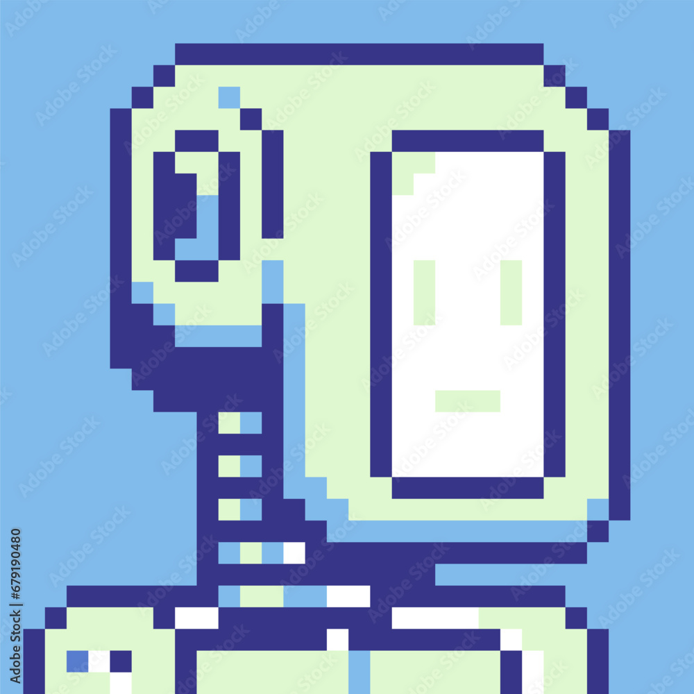 Robot head pixel art cartoon character avatar profile picture ...