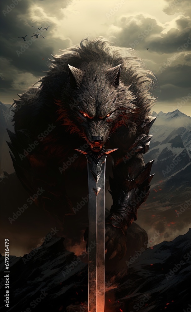 A furry wolf warrior in full armor. Great for RPG, TTRPG, adventure ...
