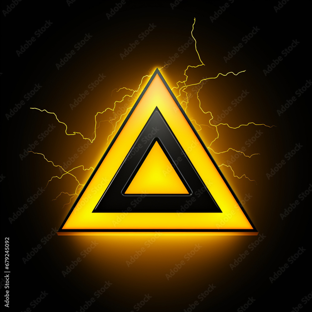 Ilustración con detalle, forma de triangulo de color amarillo, con ...