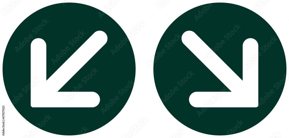isolated sign round circle arrow diagonal for entrance and exit Stock ...