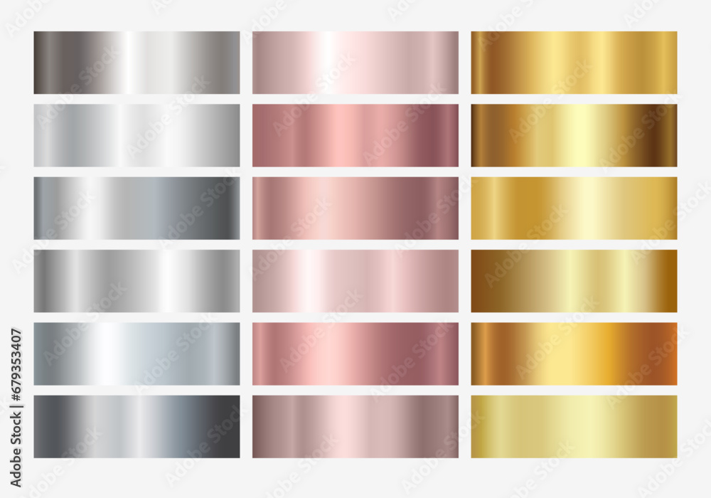 Gold rose, silver, bronze and golden foil texture gradation background ...