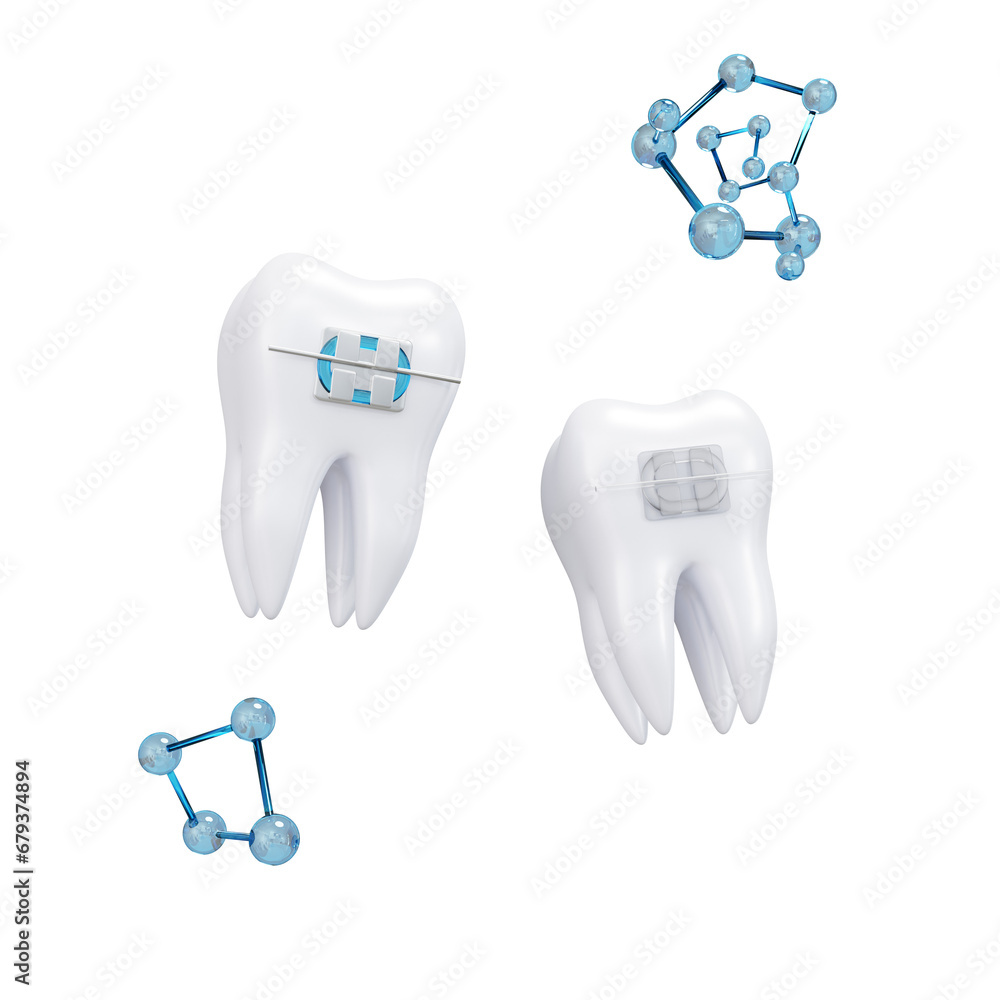 3d teeth isolated on transparent background. Render. Teeth metal and ...